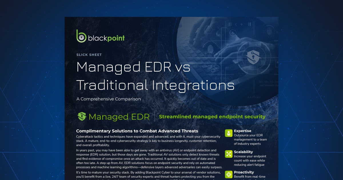 Managed EDR vs Integrations Slick Sheet - Blackpoint