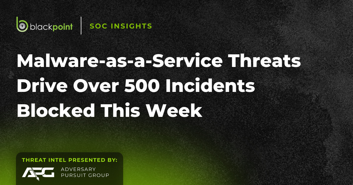 Malware-as-a-Service Threats Drive Over 500 Incidents Blocked This Week - Blackpoint